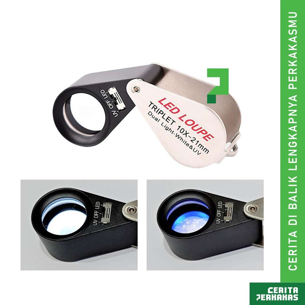Jual LED Triplet UV 10X 21mm AG80 CP / Kaca Pembesar Lipat Saku Loupe ...