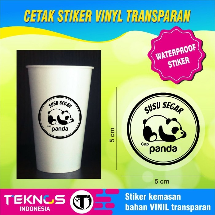 Jual CETAK STIKER LABEL KEMASAN GELAS CUP VINYL TRANSPARAN 5x5 BULAT ...