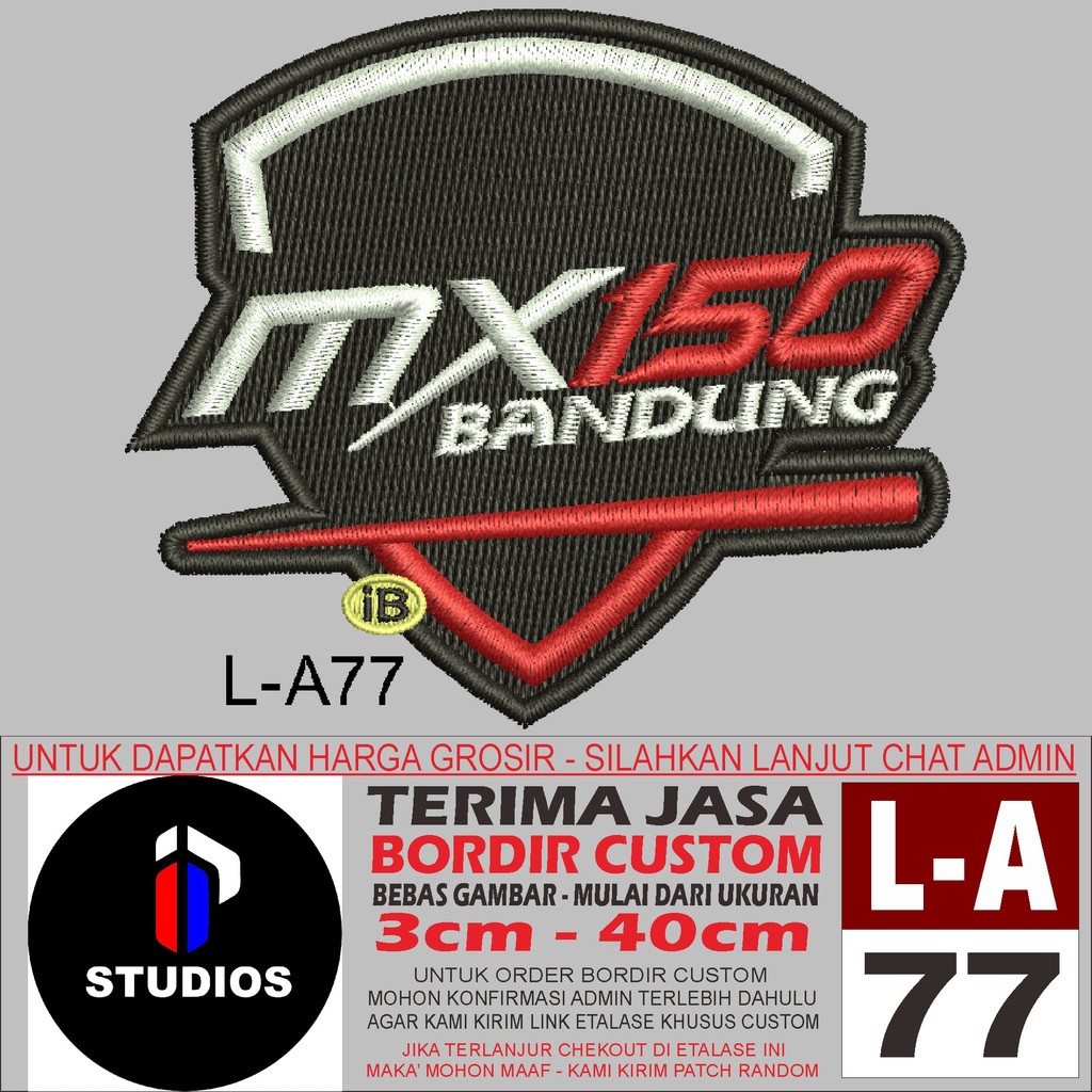 Jual PATCH BORDIR LOGO L-A77 MX150 BANDUNG - I STUDIOS REVIEW/TESTIMONI ...