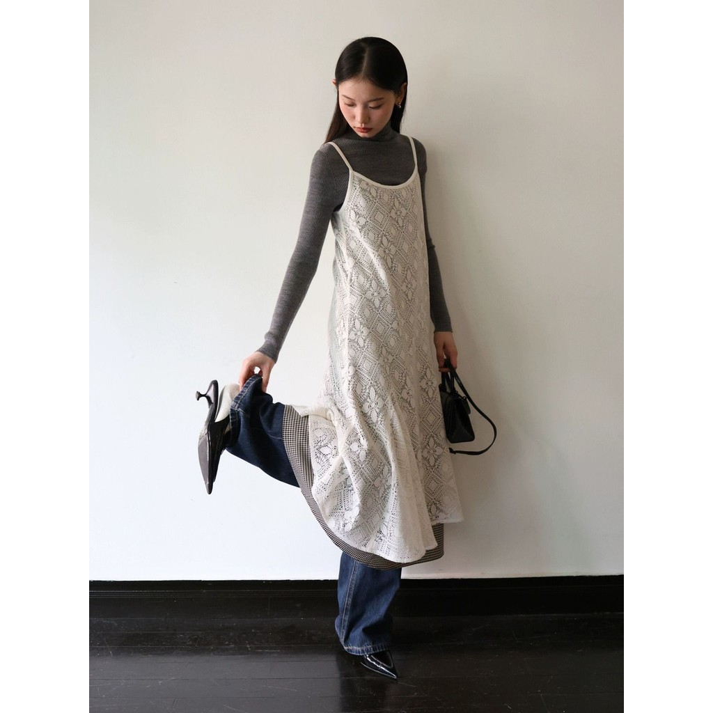 Jual Women's Glitter Lace Bra Hanfu Long Robe Sling Inner Wear Skirt ...