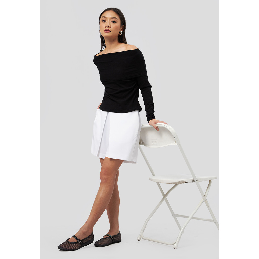 Jual Executive Off Shoulder Long Sleeve Knit Top Black | Shopee Indonesia