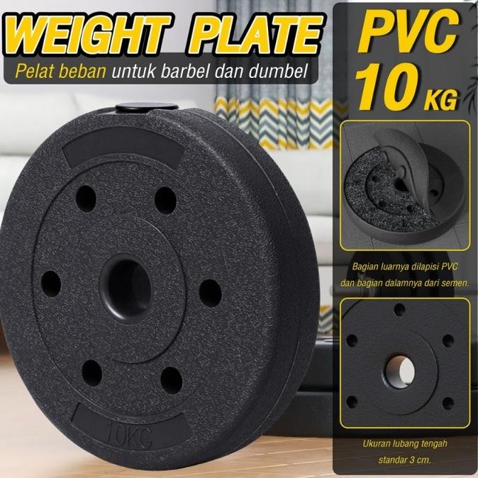 Jual BG SPORT PVC WEIGHT PLATE PIRINGAN PLAT LATIHAN BEBAN PLAT BARBEL DUMBBELL 10KG | Shopee ...