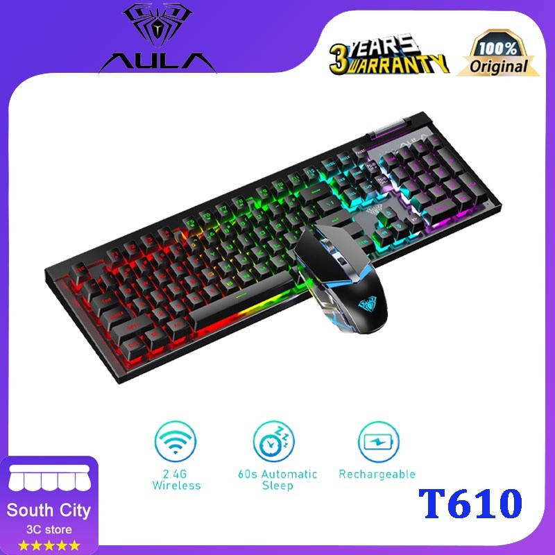 Jual AULA T610 Keyboard Gaming Nirkabel Mouse Combo Mechanical Feel ...