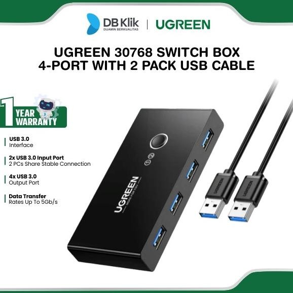 Jual HARGA DISC - Switch Box UGreen USB 3,0 4-Port With 2 Pack USB Male ...