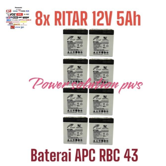 Jual Baterai UPS APC RBC43 Battery Compatible RBC 43 UPS APC RITAR 8x 12V 5Ah | Shopee Indonesia