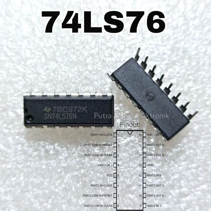 Jual Baru ic TTL 7476 74LS76 Dip 16p HD74LS76AP SN74LS76N putr4n ...