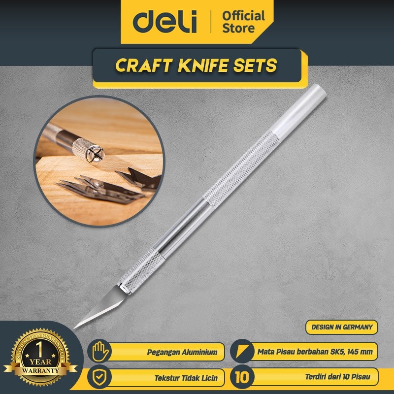 Jual Deli Craft Knife Sets / Set Pisau Ukir Kerajinan DL359101A ...