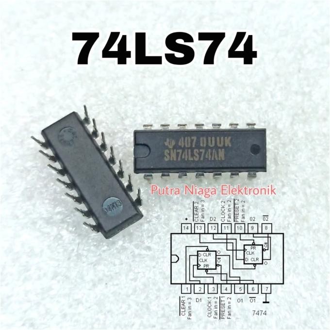 Jual Baru ic TTL 7474 74LS74 Dual Flip Flop SN74LS74AN SN74LS74N Dip 14p putr4n Juara | Shopee ...
