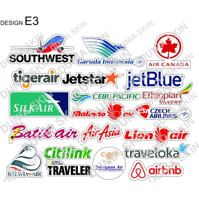 Jual Travel Label / Sticker Koper Rimowa Design E3 Famous Airlines Logo ...