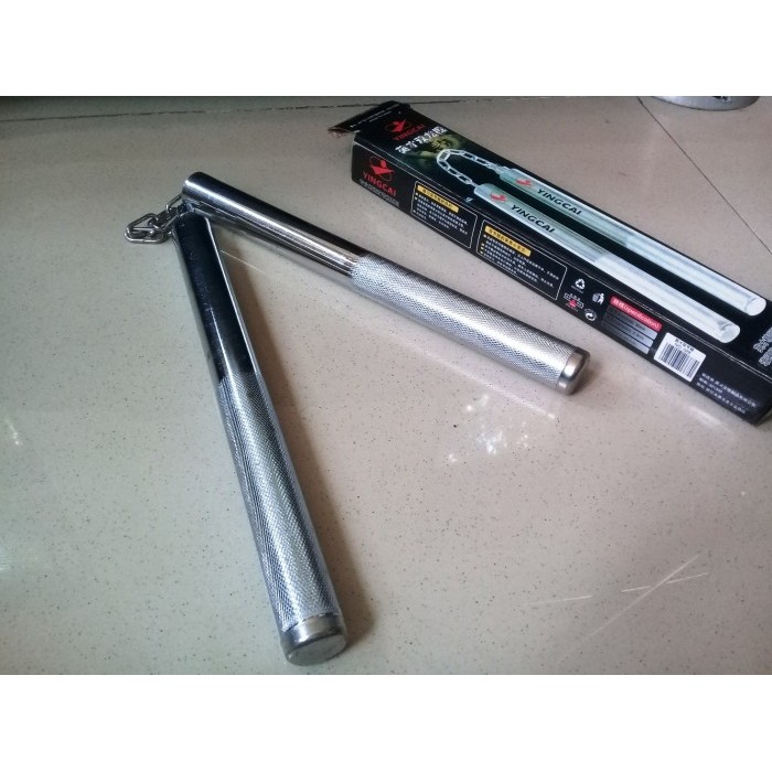 Jual Stick Double Stick Besi Silver Chrome Baton Ying Cai / Jian Wu ...