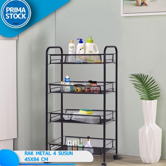 Jual TROLLEY RAK DAPUR BESI METAL DORONG RODA TROLI TROLLEY 4 SUSUN ...