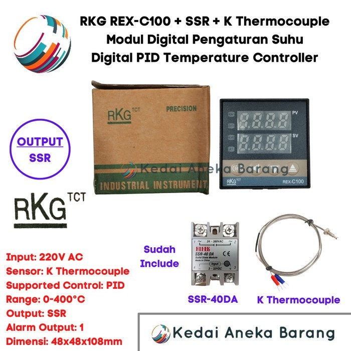 Jual PID Rex C100 Rex-C100 Temperature Controller SSR 40A K Thermocouple | Shopee Indonesia
