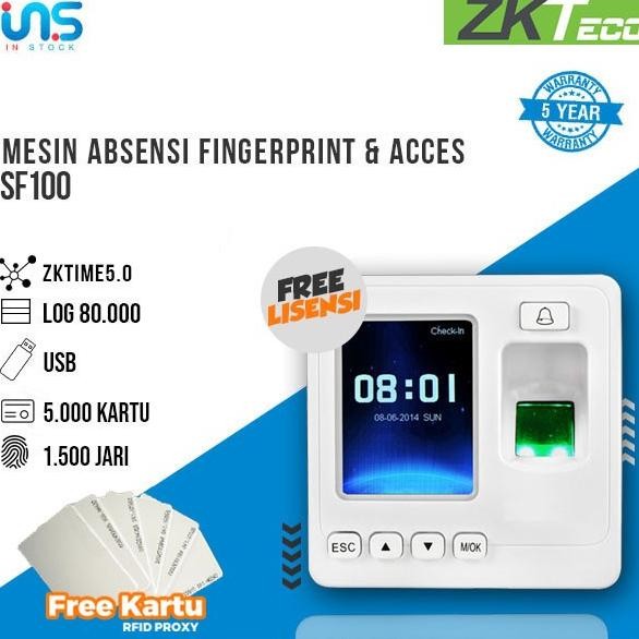 Jual Mesin Absensi Fingerprint Dan Akses Kontrol Kartu Zkteco Sf100 New!! | Shopee Indonesia