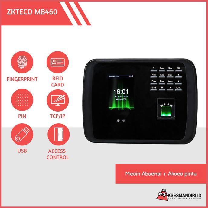 Jual Fingerprint Mesin Absensi Dan Access Door Zkteco Mb460 New ...