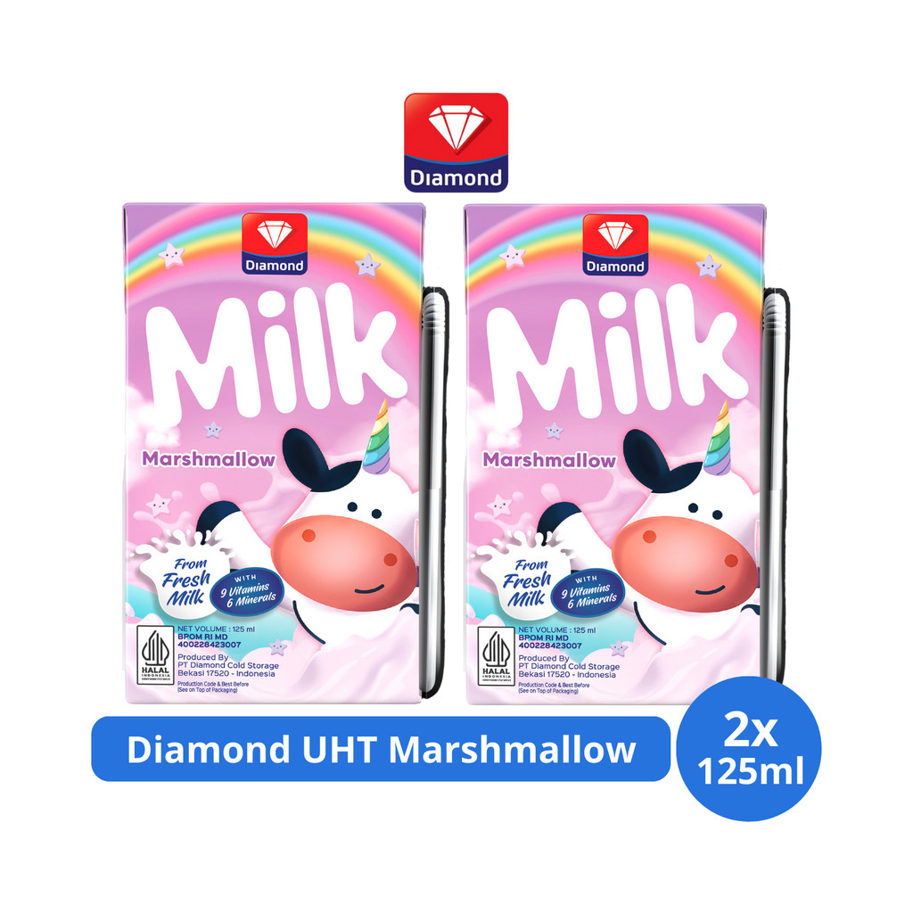 Jual Diamond Milk Susu UHT Marshmallow 125ml x 2 pcs | Shopee Indonesia