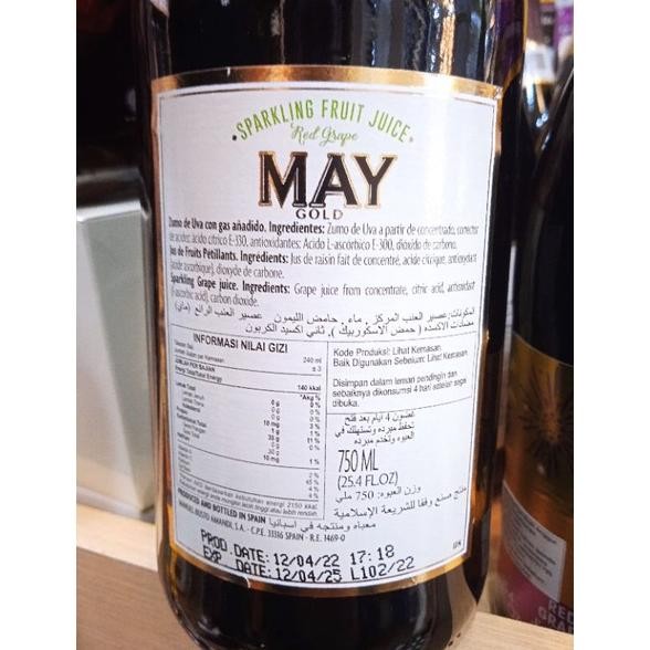 Jual u-45 May Gold Sparkling Fruit Juice Red Grape Halal 750ml Jus ...