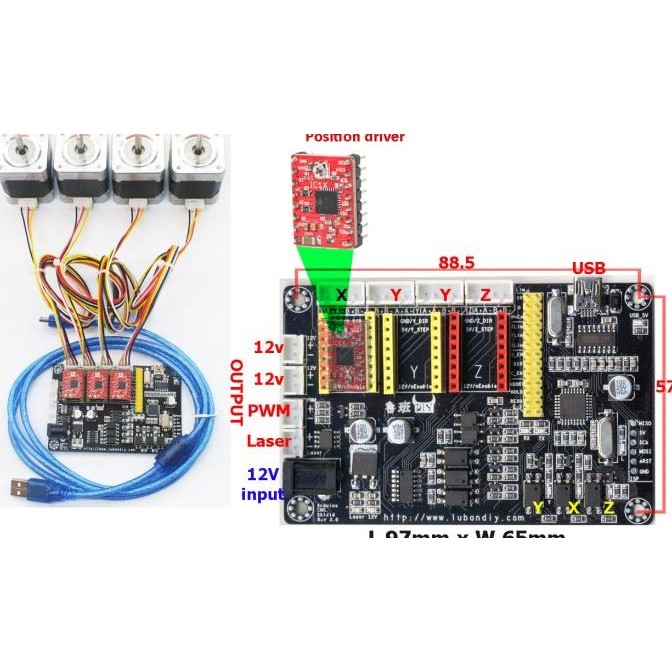 Jual 3 Axis Usb Cnc Laser Controller A4988 Motor Driver Ready