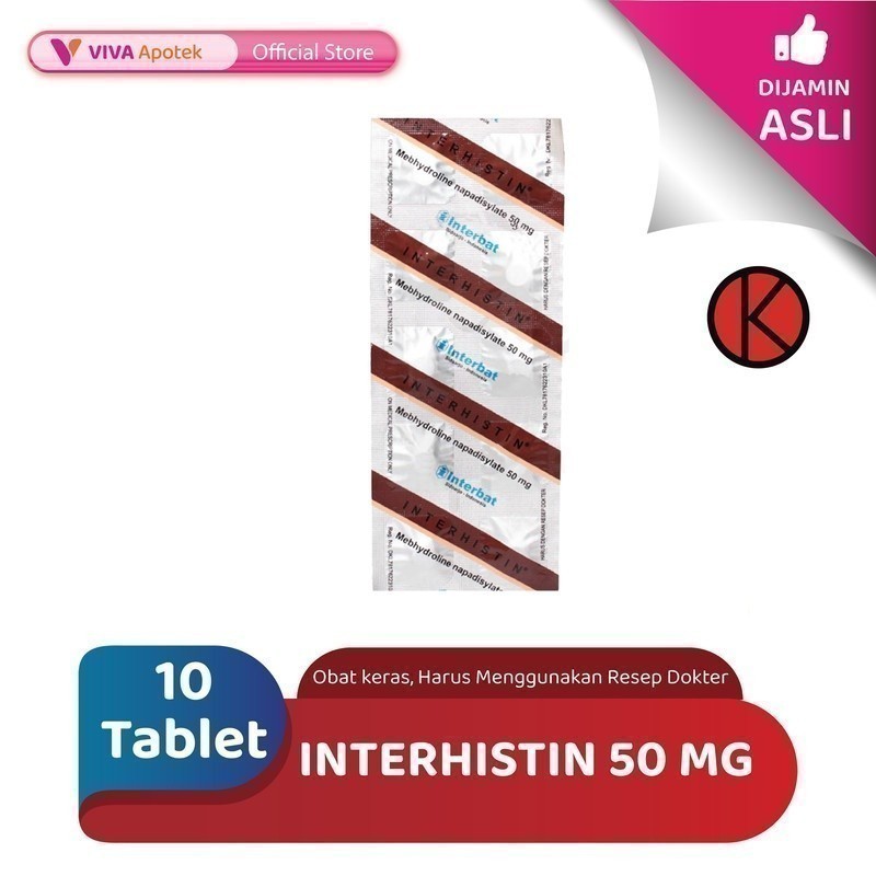 Jual Interhistin 50 mg / Mebhydrolin Napadisylate 50 mg / Alergi(10 ...