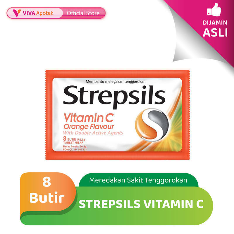Jual Strepsils Vitamin C untuk Meredakan Sakit Tenggorokan (Sachet 8 ...