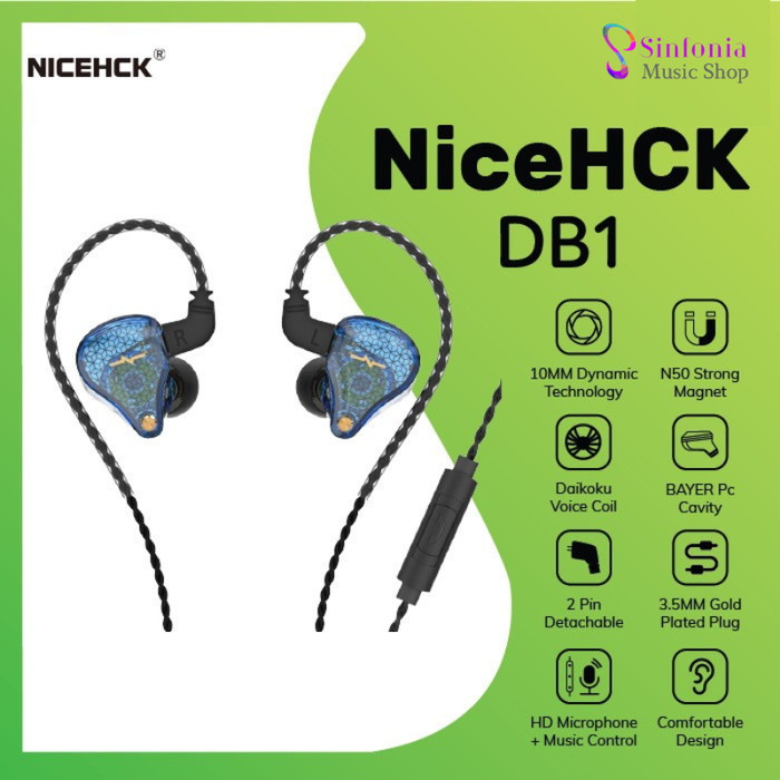 Jual NiceHCK DB1 PU Biology Fiber Composite Hi-Fi In Ear Earphone with Mic | Shopee Indonesia