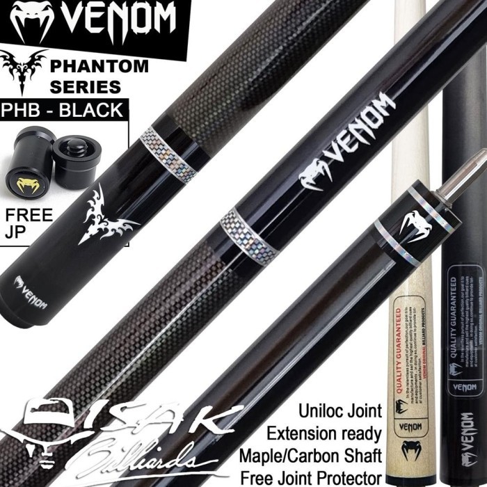 Jual ** VENOM PHANTOM BLACK CUE PHB - UNILOC EXTENSION READY BUMPER STICK BILLIARD POOL MAPLE ...