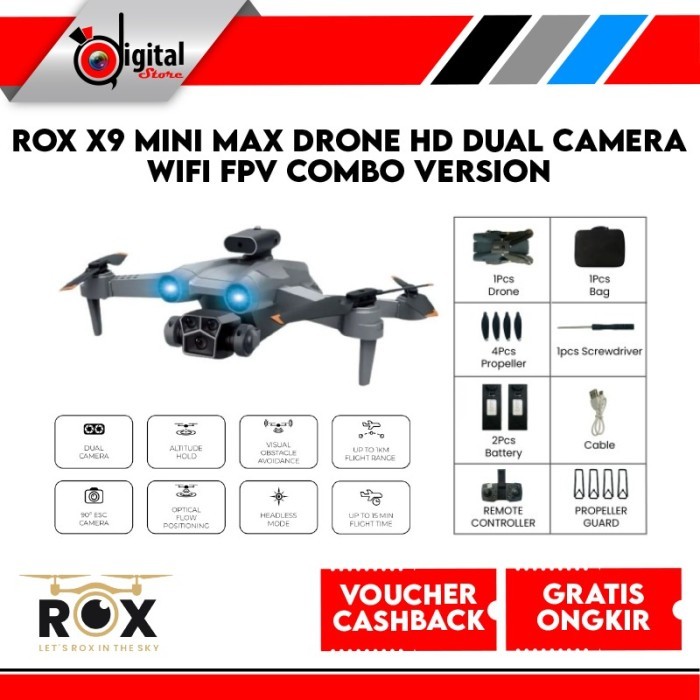 Jual Rox X9 Mini Max Drone Hd Dual Camera Wifi Fpv Combo Version ...