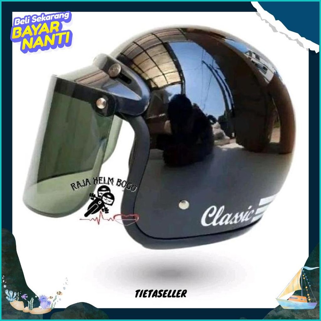 Jual Helm Bogo Dewasa Clasik Tiga Garis+Kaca Free Packing Dan Pengaman ...