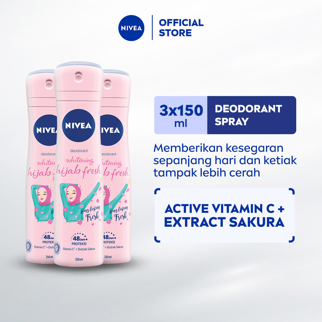 Jual (PAKET HEMAT ISI 3) NIVEA Deodorant Spray Brightening Hijab Fresh ...