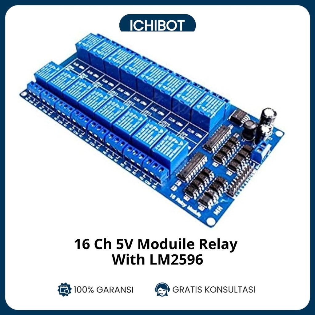 Jual Modul Relay 16 Channel 5V dengan Optocoupler dan LM2576 Power ...