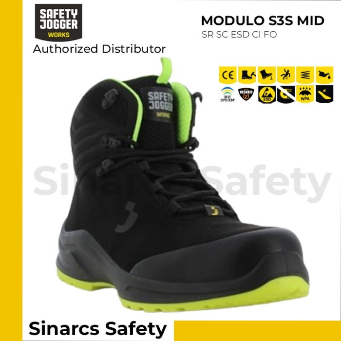 Jual Sepatu Safety Jogger MODULO S3S Mid - Black / Hitam | Shopee Indonesia
