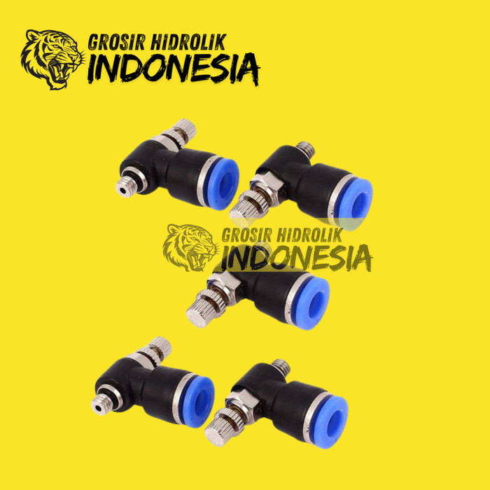 Jual MSL 06 - M5 FITTING SPEED CONTROL / FLOW CONTROL ELBOW PNEUMATIC SELANG 6MM DRAT M5 ...