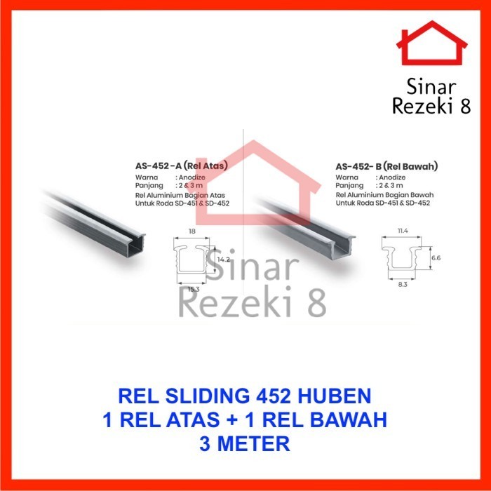 Jual Laci - Rel Sliding Lemari Huben Sd 452 3 Mtr / Pintu Geser Slow ...