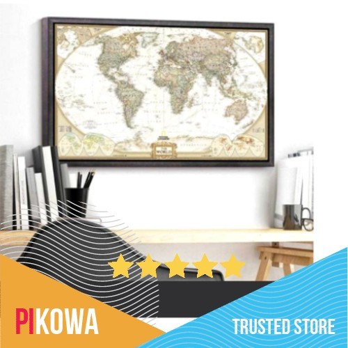 Jual Peta Dunia Detail Benua National Geo / Poster Dinding / Map World ...