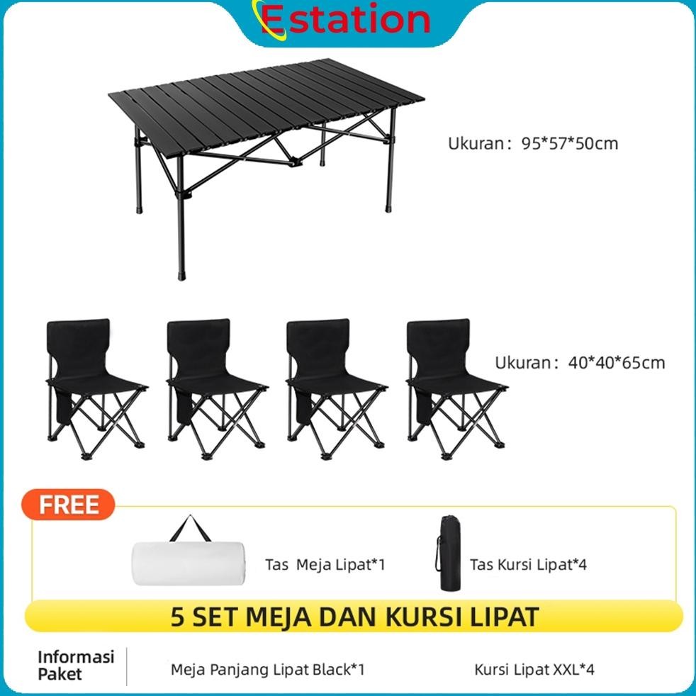 Jual Estation - Meja Lipat Panjang Dan Kursi * 4pcs Full Set / Meja ...