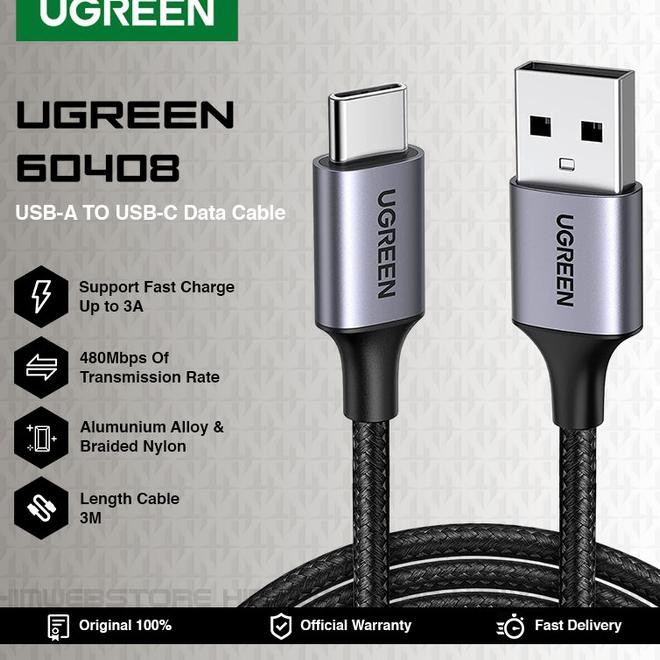 Jual Ugreen 60408 3M Kabel Usb Type C Data Cable Fast Charging Charger ...