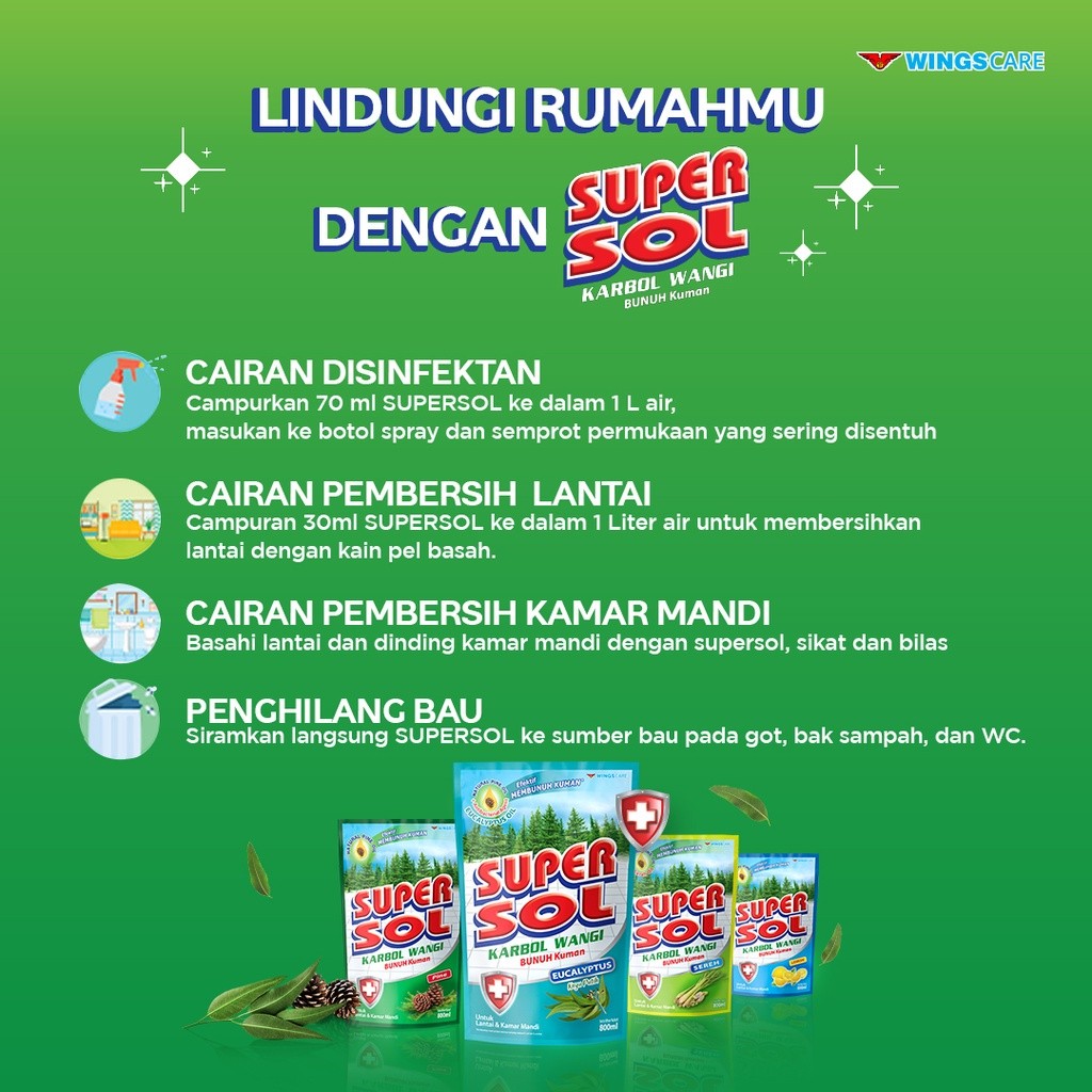 Jual Supersol Pembersih Lantai Karbol Cemara Pine Pouch 1500 ml ...