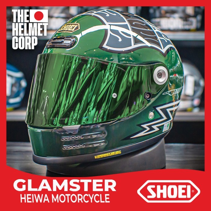 Jual SHOEI GLAMSTER HEIWA MOTORCYCLE TC4 GREEN VINTAGE FULL FACE HELMET ...