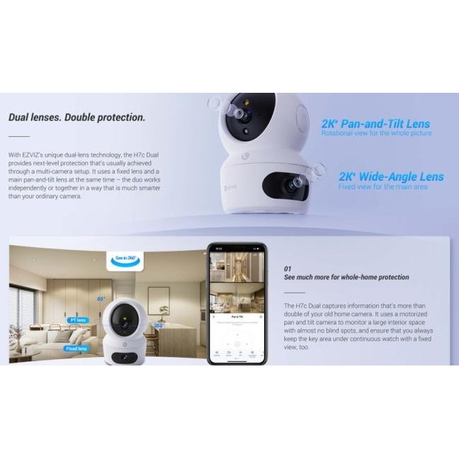 Jual Ezviz H7C 2K+ 8Mp 4Mp + 4Mp Smart Home Wifi Cctv Ip Camera Dual ...