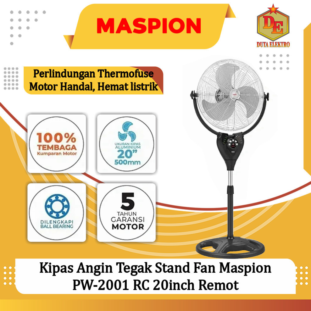 Jual Kipas Angin Tegak Maspion PW 2001 RC 20inch Remot Stand Fan ...