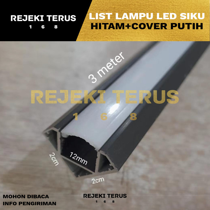 Jual List Lampu LED Strip Siku HITAM 3 METER Tebal Rumah Housing Lis ...