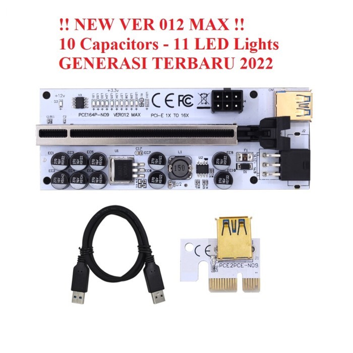Jual Termurah Pcie Riser Ver012 Max 10 Kapasitor Mining Vga - 012 Max | Shopee Indonesia