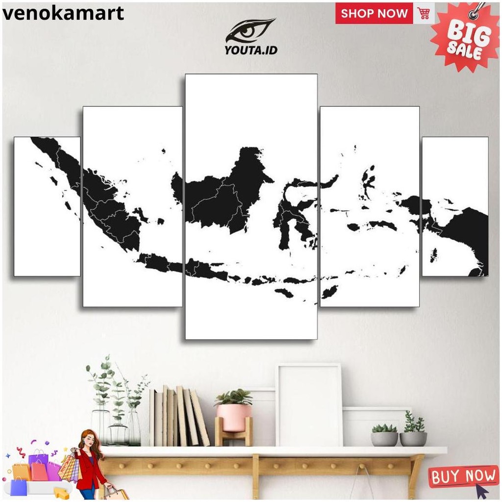 Jual Youta.Id Hiasan Pajangan Dinding Poster Peta Indonesia 1 Set 5 Pcs ...