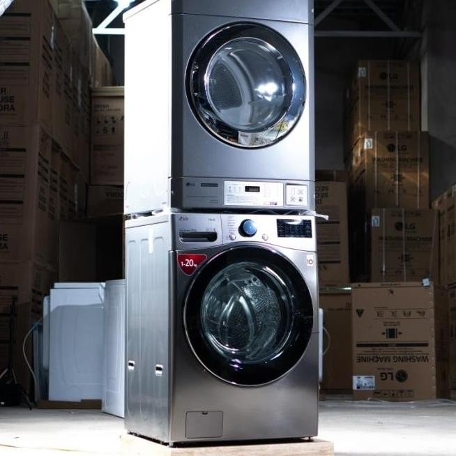 Jual MESIN LAUNDRY STACK WASHER LG 20 KG FRONTLOAD & DRYER GAS LG 15 KG | Shopee Indonesia