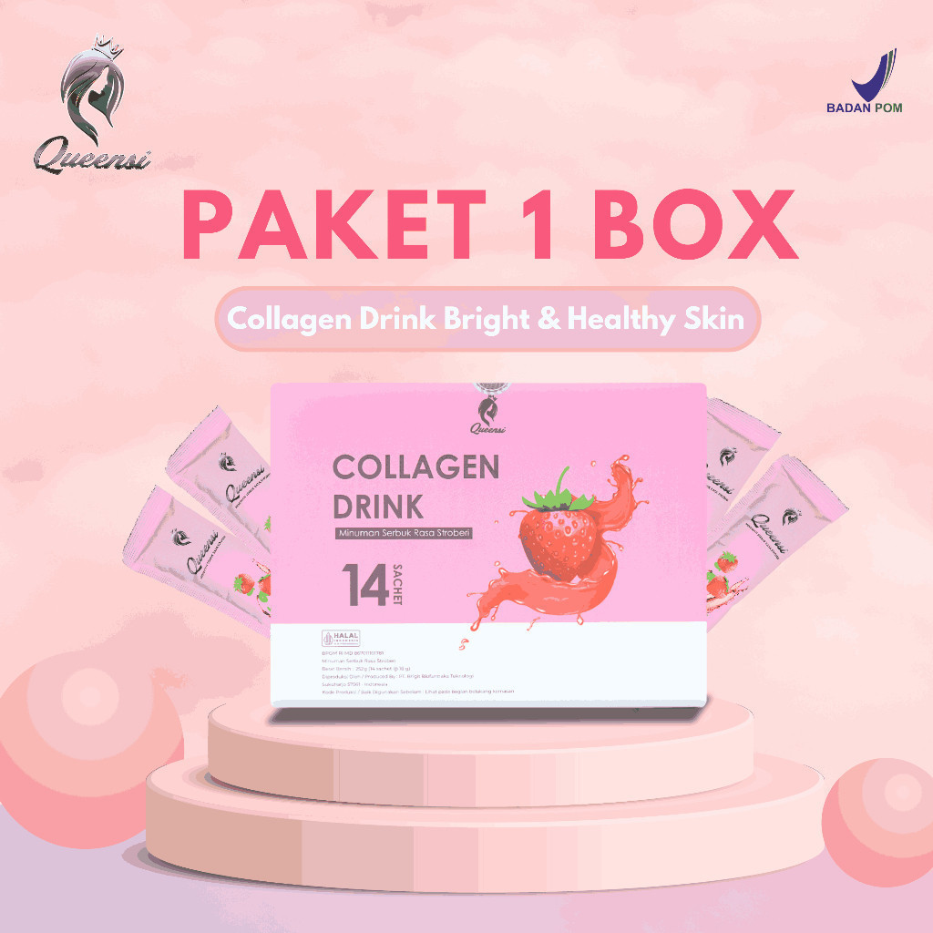 Jual Stok Terbatas!! Queensi Collagen Drink 1 Box Bpom 100% Original Minuman Collagen Pencerah ...
