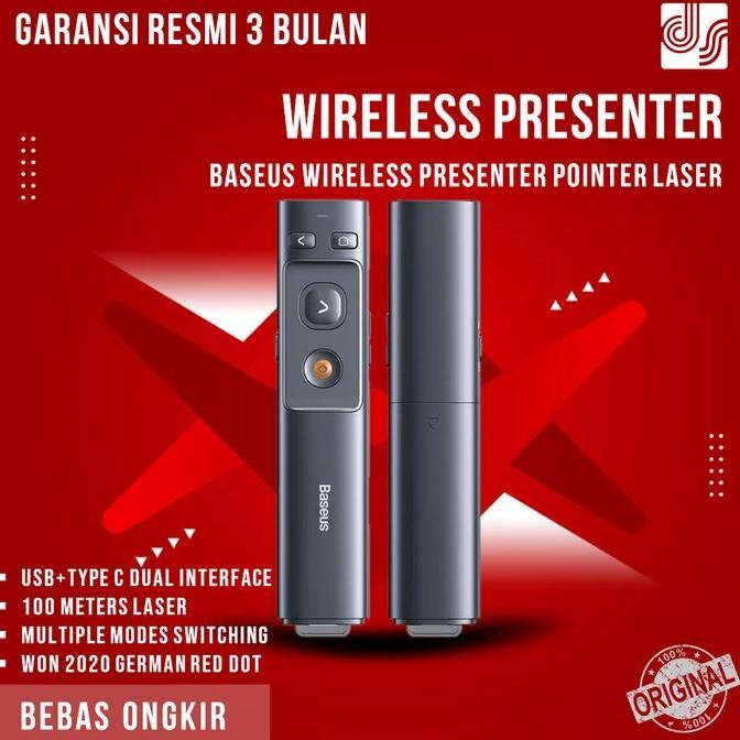 Jual NEW Baseus Wireless Presenter Pointer Pen Remote Control Laser ...