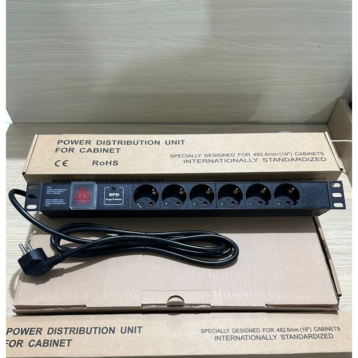 Jual Pdu 6 Lubang + With Surge Protection / Pdu 6 Outlet + Anti Petir ...