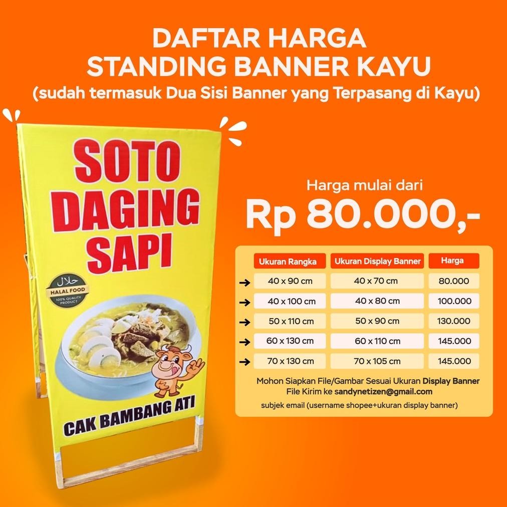 Jual READYYY>> STAND BANNER SPANDUK KAYU SEGITA | Shopee Indonesia