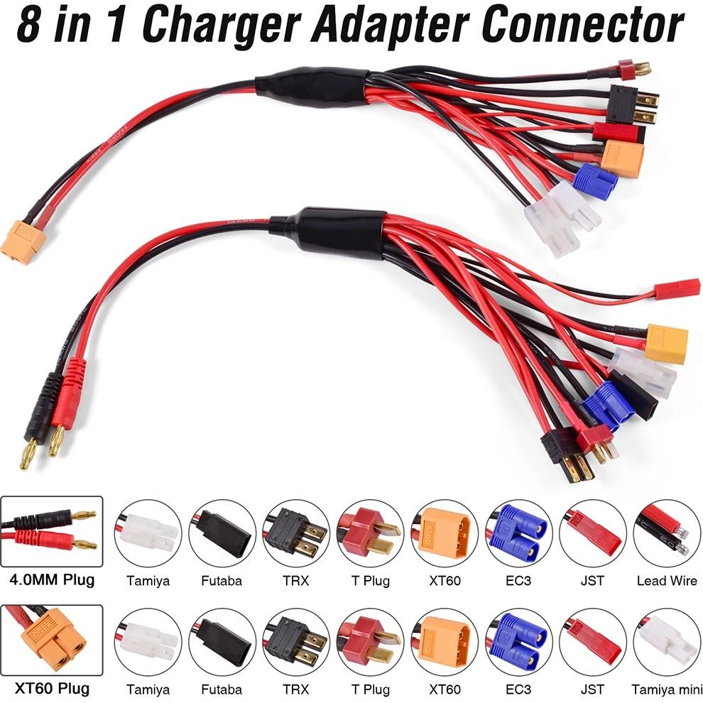 Jual RC CHARGER ADAPTER CONNECTOR 8 IN 1 CHARGER 4.0MM BANANA/XT60 TRX ...