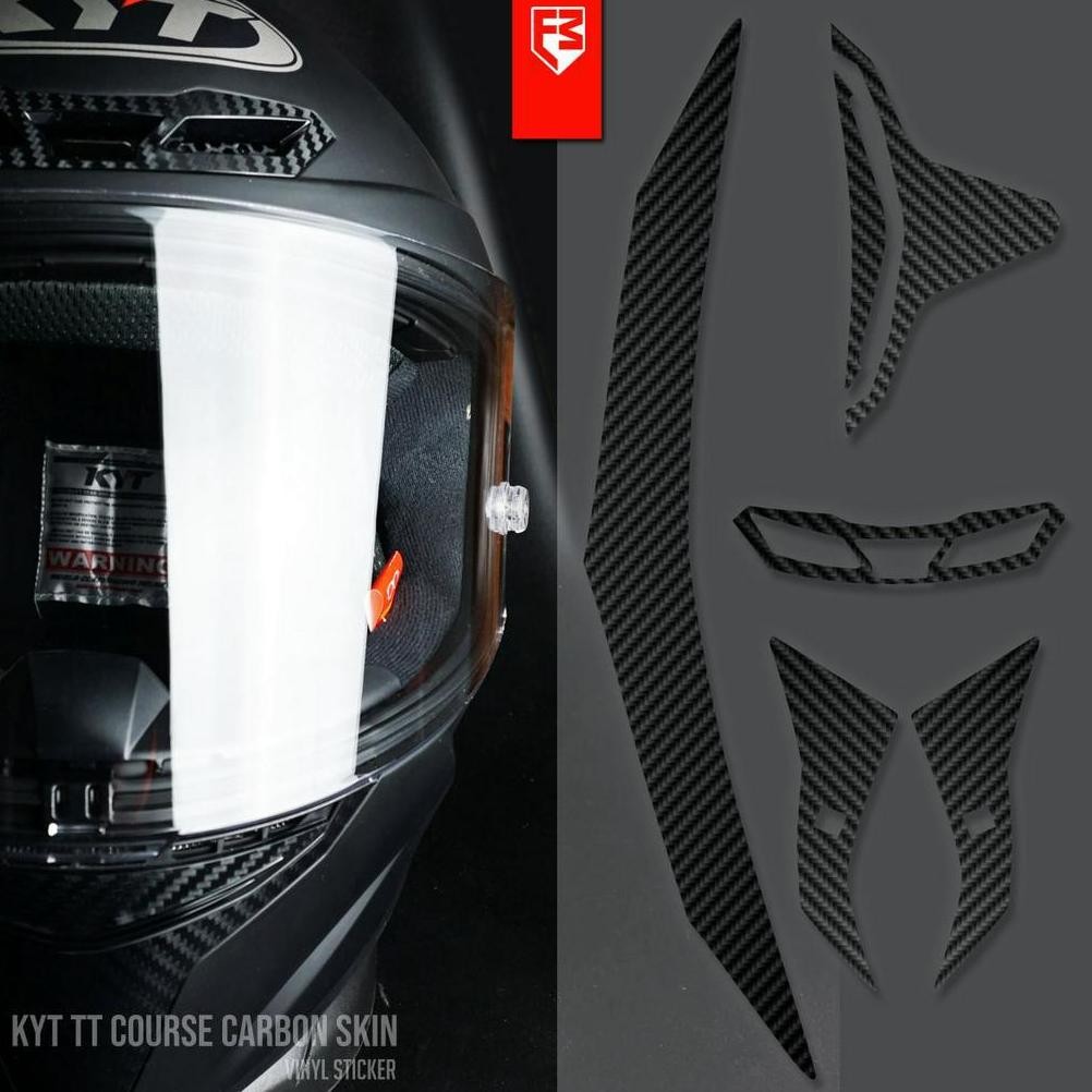 Jual DISKON BESAR Sticker Set Carbon Skin Helm KYT TT Course DISKOM ...