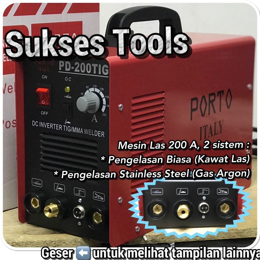 Jual Mesin Las Stainless Steel Porto PD 200 PD200 Tig Trafo Las Argon 200 A | Shopee Indonesia